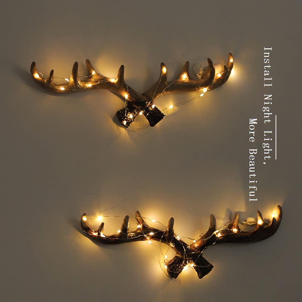 HY&GH Antlers Hook Wall Hooks/Hanger,Towel Hooks,Animal Shaped Hook,Resin Material Wall Home Decor,Deer Antler Holder 15.7" Long, 4.7" Tall and 1.57" deep 10 Hooks