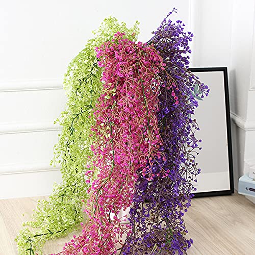 FOMAISELF 2 Pcs Artificial Hanging Plants Indoors - Fake Hanging Plant Outdoors, Artificial Plants for Wedding Party Home Garden Wall Decoration(Green)