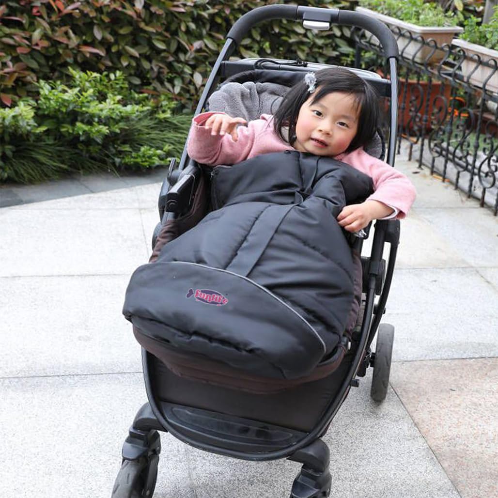 German Designed Universal Stroller Footmuff, 2 Way Zippers Style Easy for Baby in&Out, Length Extensible,Temperature Adjustable Footmuff Fits Baby Growth,Reflective Strips Around Bunting Bag
