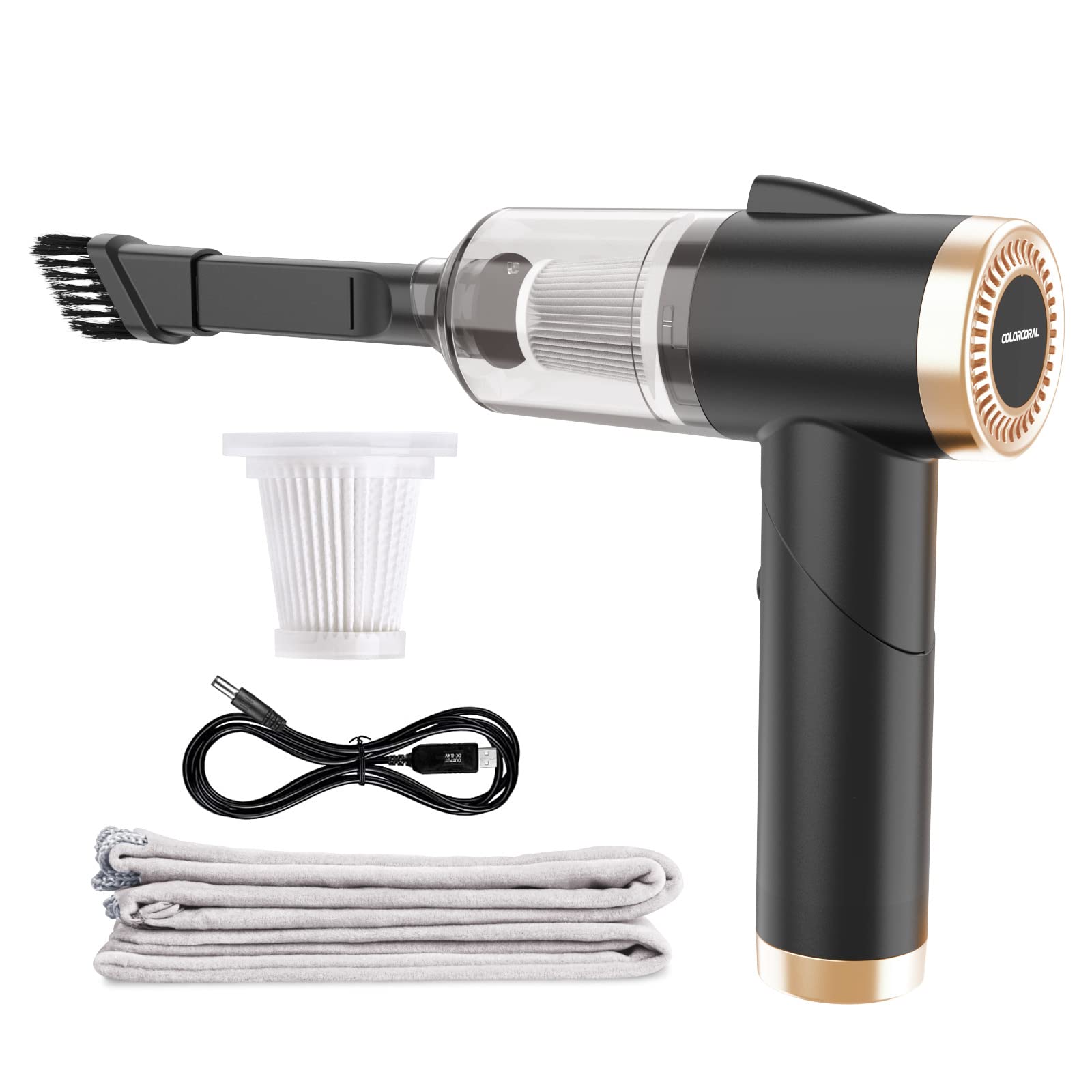 COLORCORAL Computer Vacuum 4000mAh Rechargeable 5000Pa High Power Handheld Vacuum Cleaner for Keyboard Cleaning and Computer Dusting Auto Interior Detailing Car Vacuum Cleaning Kits