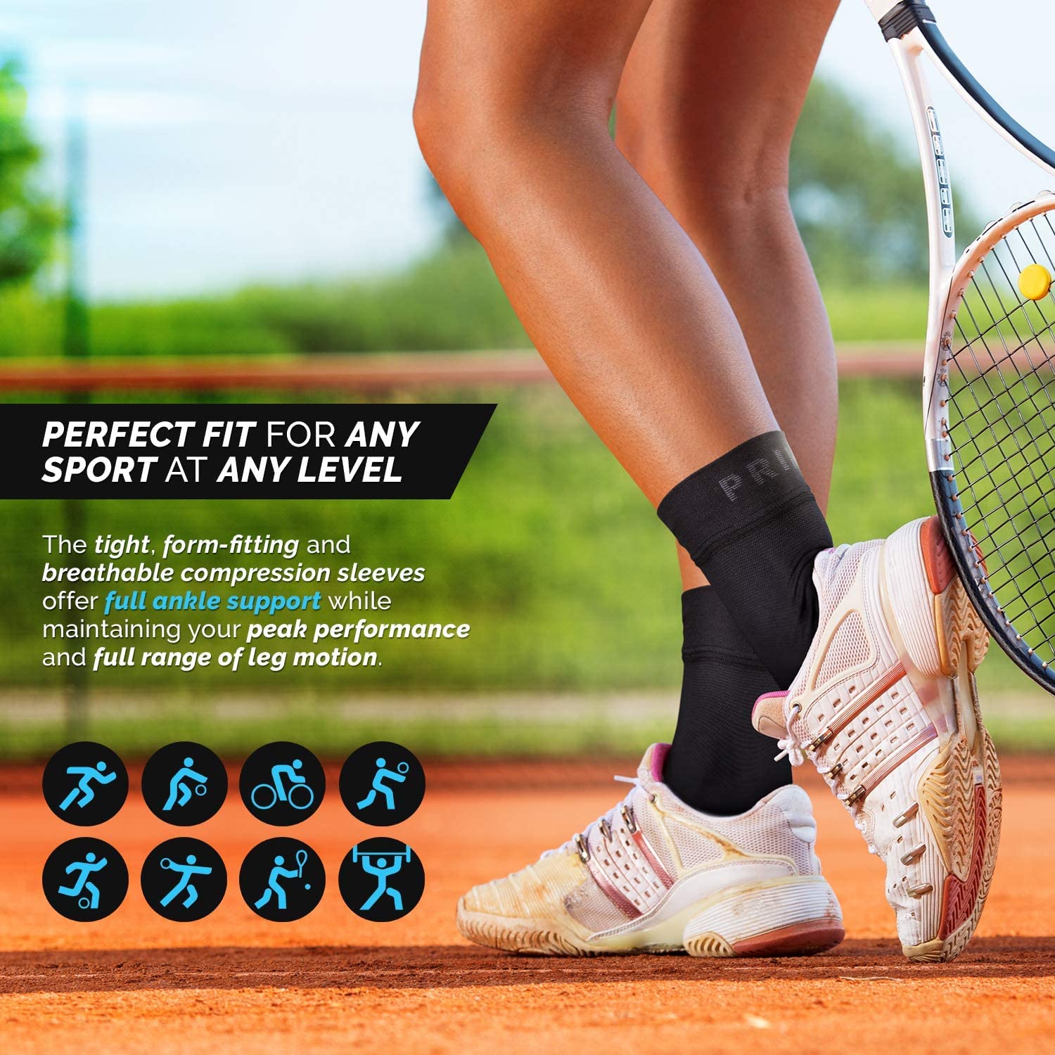 Ankle Brace Sock Compression Sleeve Supports Foot in Joint Pain, Swelling, or Injuries Relief