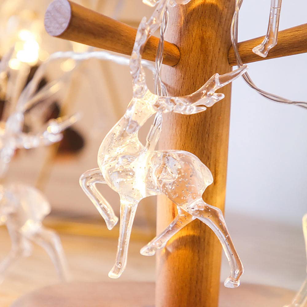 Creative Reindeer String Lights|LED Christmas Lights|USB & Battery Powered Fairy Lighting|DIY Lights Decorations for Home, Garden, Patio Festival Party-Warm White-9.8FT(20LED)_USB