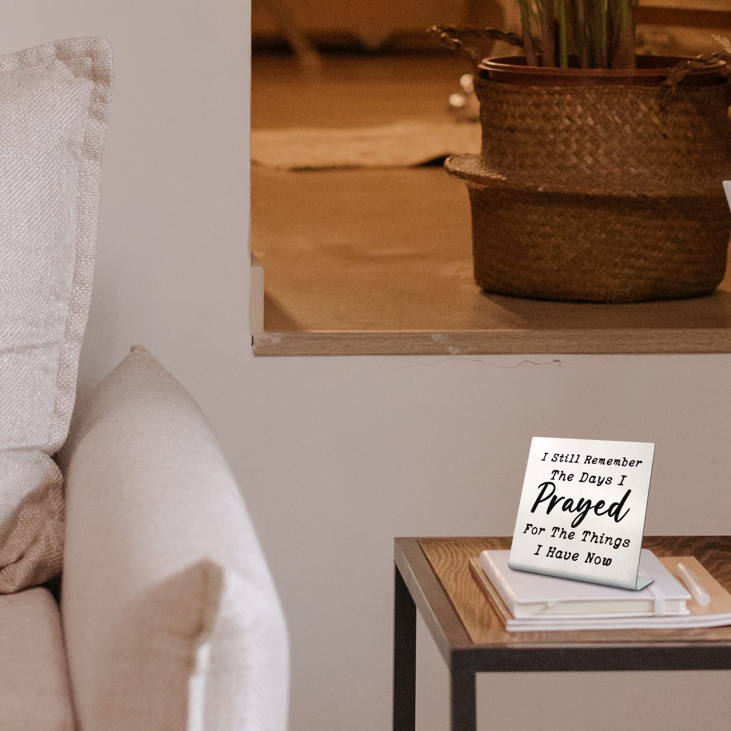 I Still Remember the Days I Prayed - Modern Farmhouse Decor for the Home, Desk Decorations for Home Office Living Room Desk Table Shelf Accent, Religious Sign Christian Gifts for Women (Prayed)