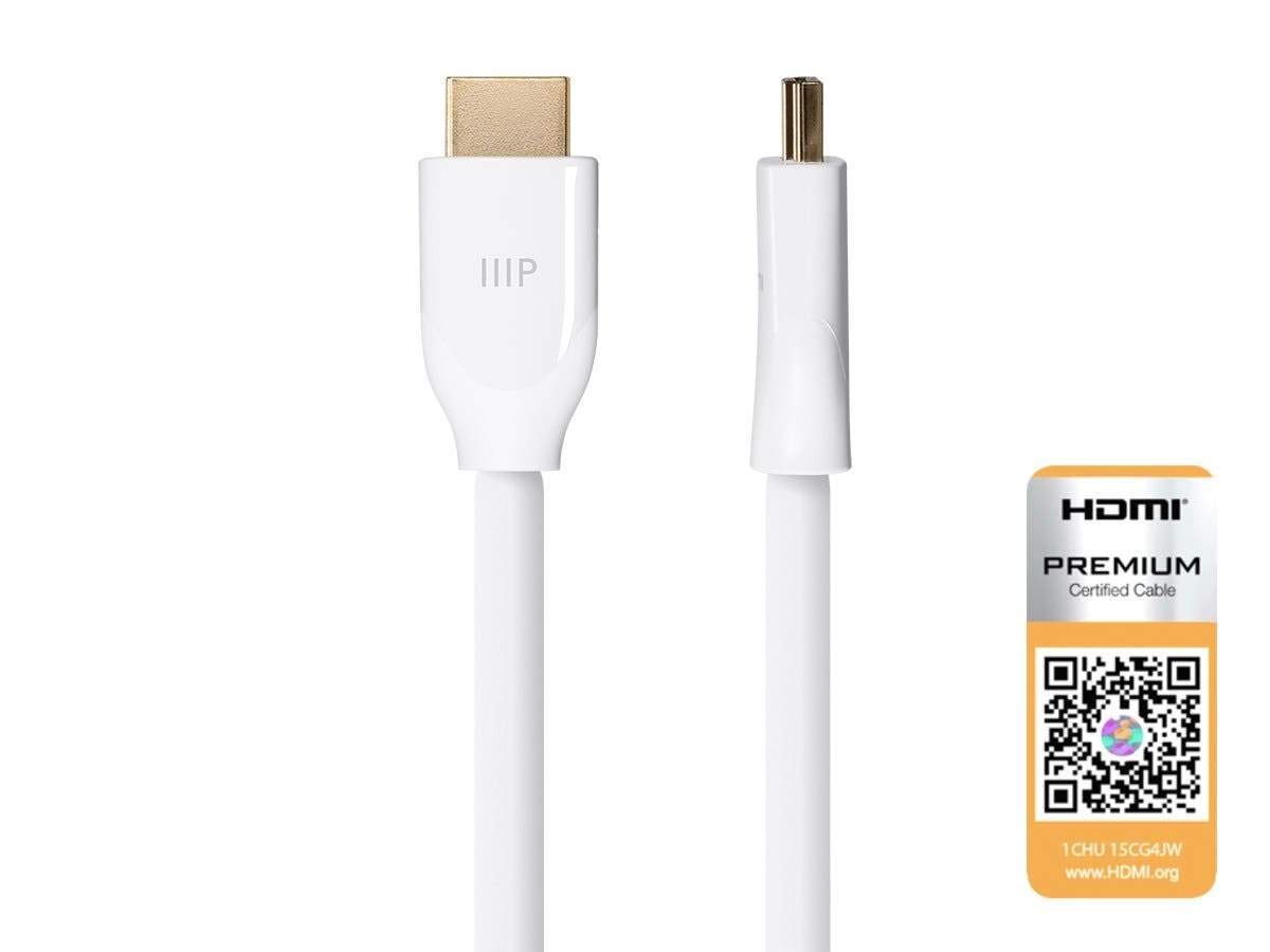Monoprice Certified Premium HDMI Cable - 4K@60Hz, HDR, 18Gbps, YUV 4:4:4, Dual Video Stream, Compatible with DVD Player, 28AWG, 6 Feet, Black