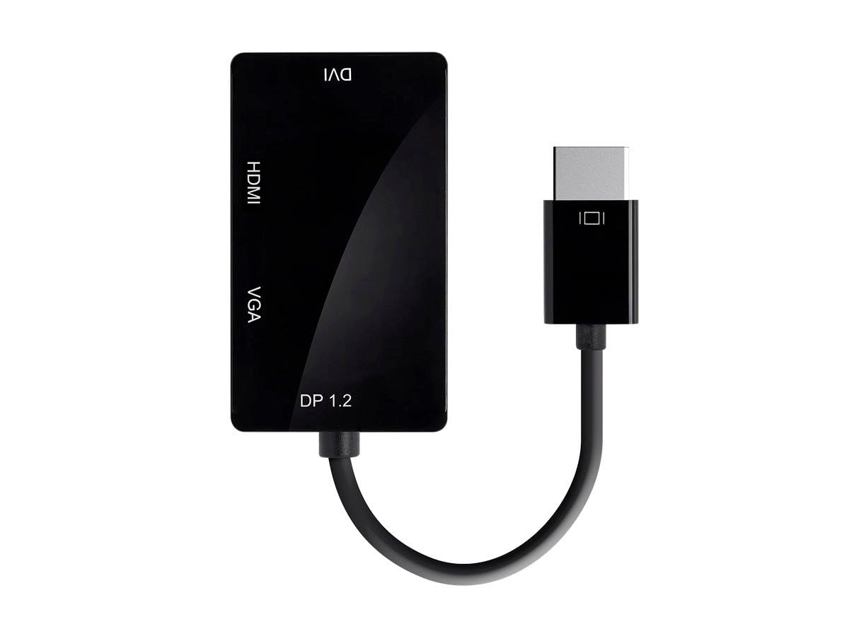 Monoprice DisplayPort 1.2a to 4K HDMI, Dual Link DVI, and VGA - Passive Adapter, Up to 4K Resolutions, Black