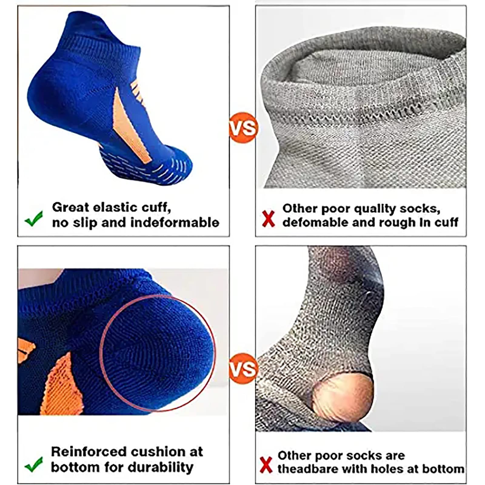 Ankle Socks for Men Women Black Football High Socks Copper Compression Socks Knee High White Socks 6 Pairs