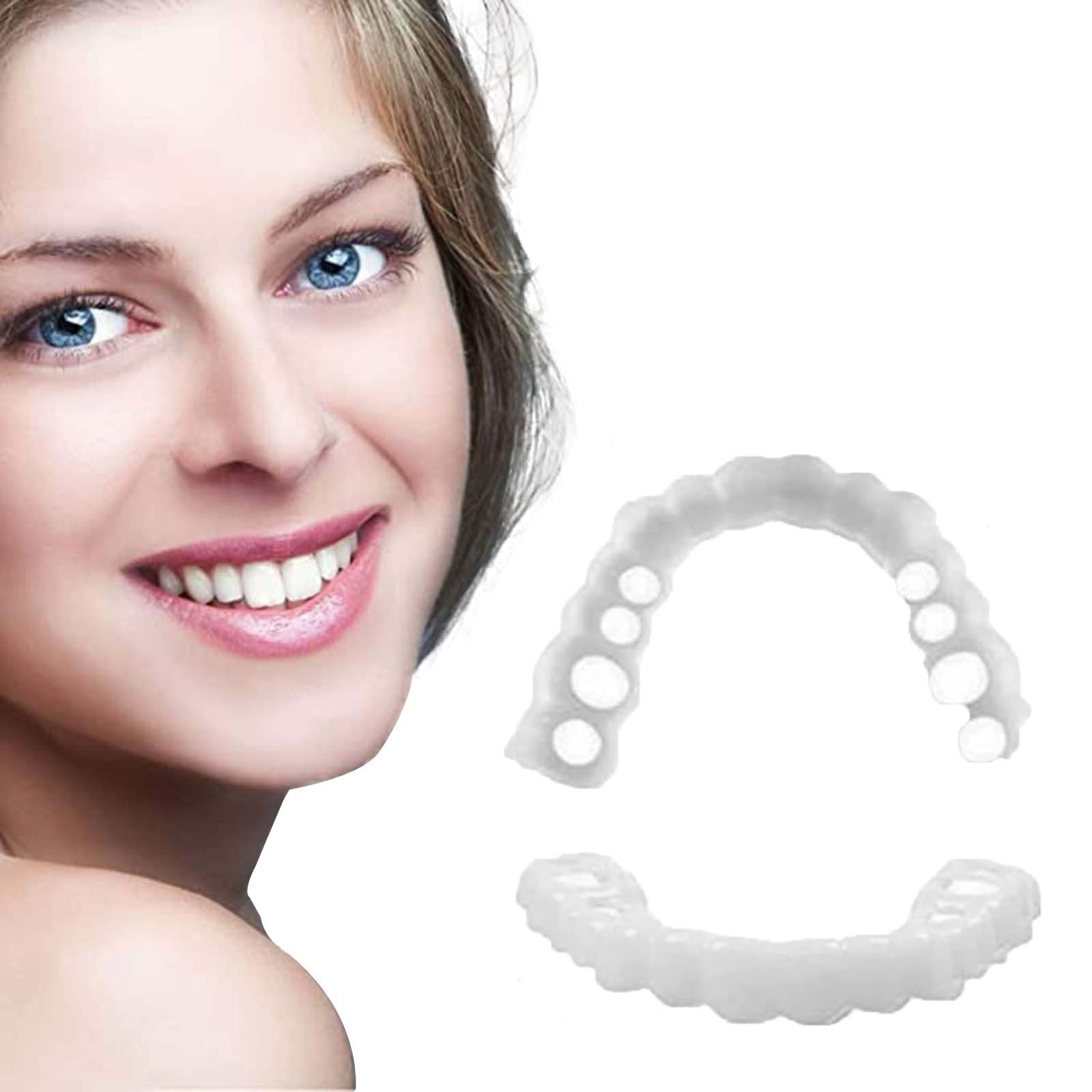 BEGUT 2 PCS Fake Teeth - for Women and Men, Dental Veneers for Temporary Tooth Repair Upper and Lower Jaw, Nature and Comfortable, Protect Your Teeth