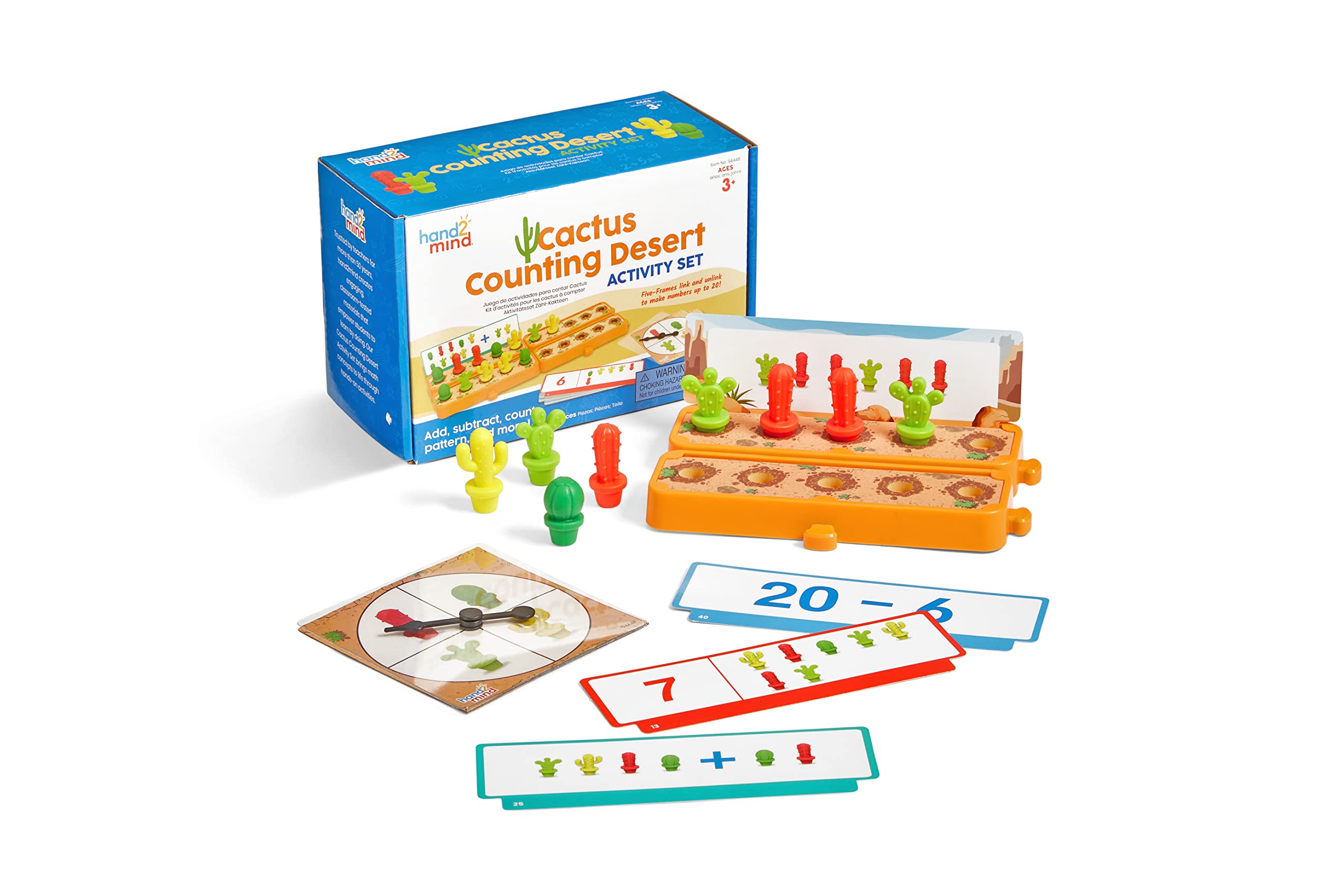 hand2mind Cactus Counting Desert Math Activity Set, Ten Frame Math Manipulatives, Color Counters for Kids Math, Montessori Math Materials, Math Games for Kindergarten, Addition and Subtraction Games