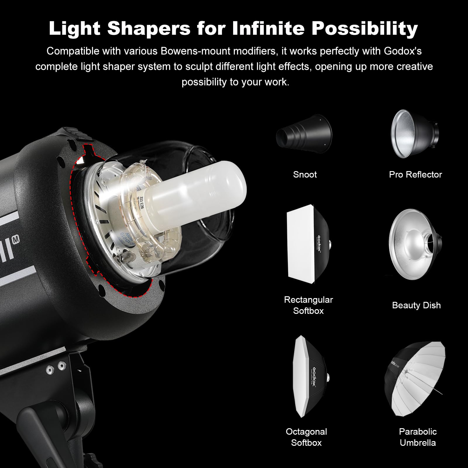 Godox 3 Pack QT600II 1800Ws 2.4G TTL Speedlite Studio Flash Strobe Light Bowens Mount Kit,GN76 1/8000s HHS,Recycle in 0.05-0.9 Sec for Studio Shooting, Location and Portrait Photography