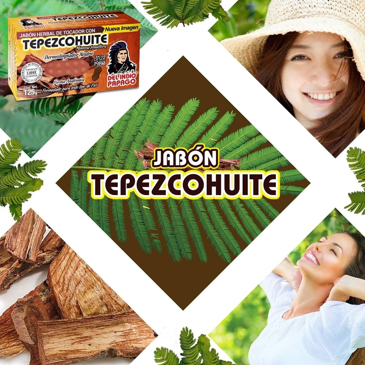 Del Indio Papago Neutral Bar soap with Tepezcohuite 125gr - For All Skin Types - Regenerative and Antioxidant Properties