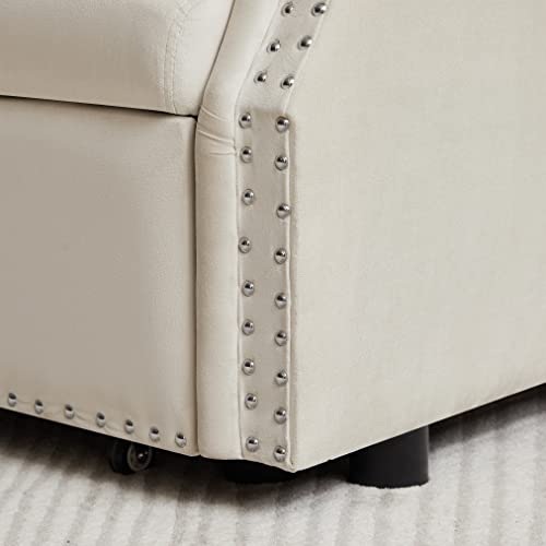 FULife Sleeper Sofa Chair Bed,Convertible Futon Loveseat Sofá Chair 3-in-1,Adjustable Pullout Chaise Lounge Couch Bed 2 Seaters with Adjustable Back for Living Room Apartment Small Space
