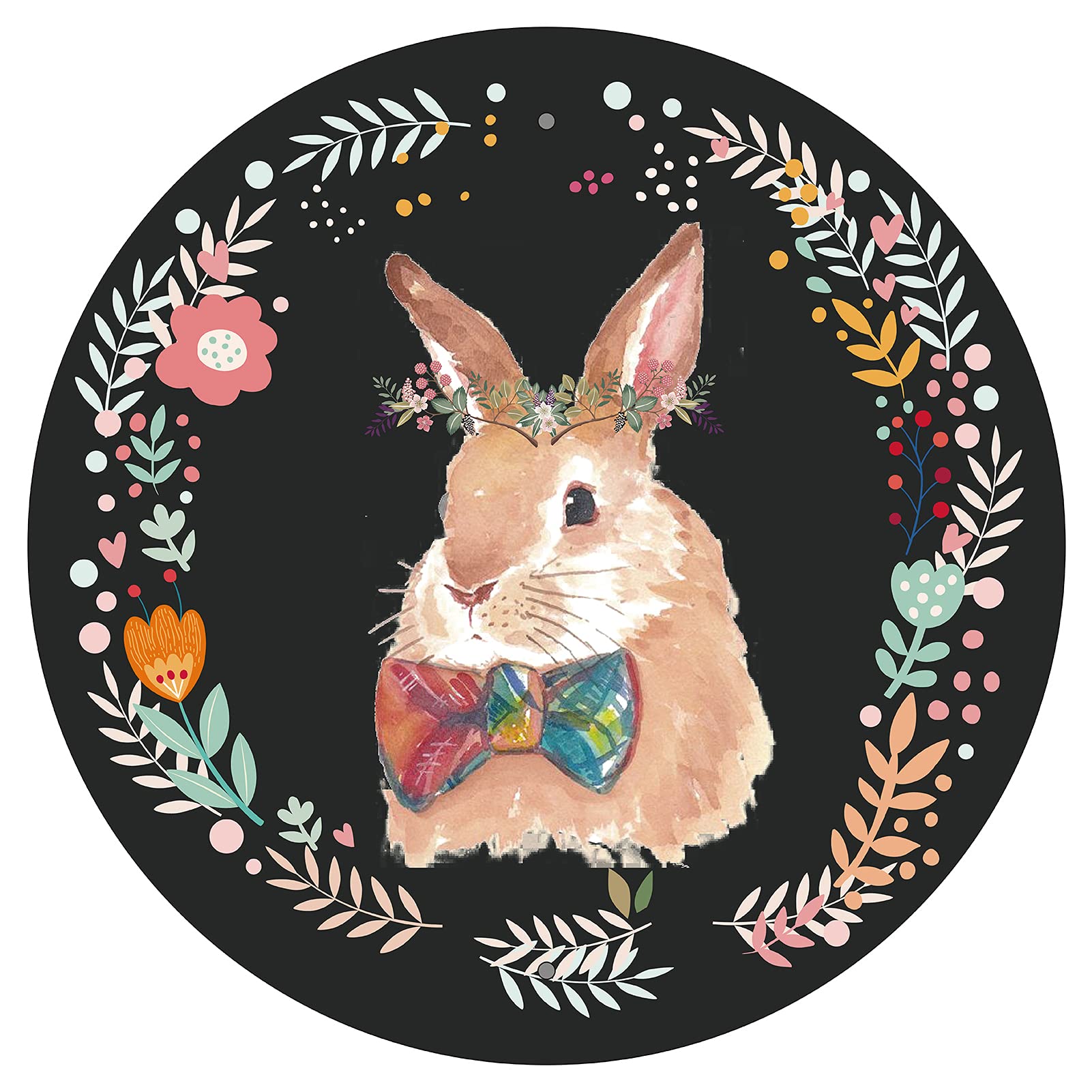 CREATCABIN Happy Easter Spring Tin Sign Round Bunny Rabbit Farmhouse Metal Signs Wall Art Decor Vintage Plaque Wall Decor For Home Kitchen Farm Bar Pub Garage Garden Coffee Decoration Wall Art 12inch