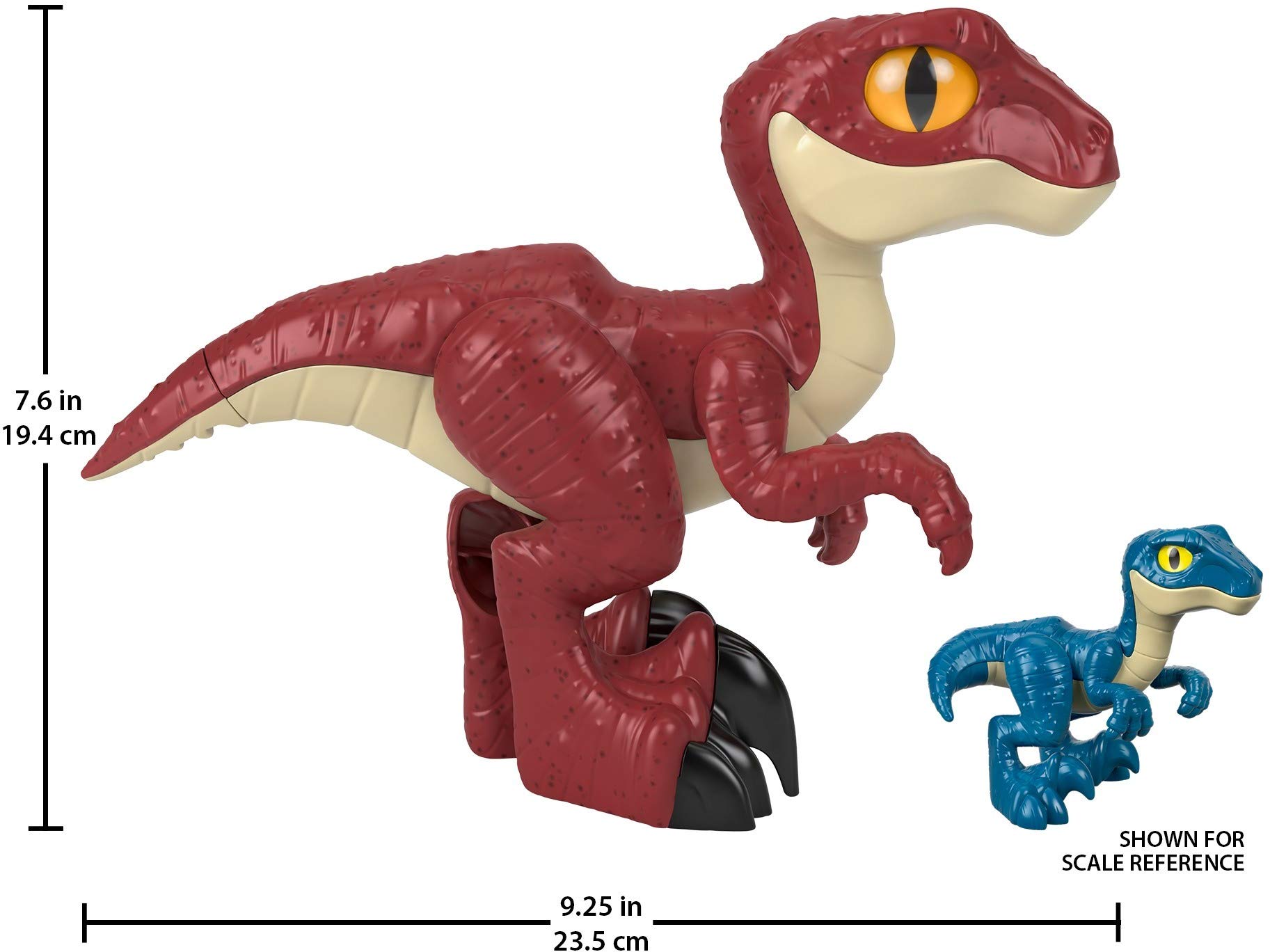 Fisher-Price Imaginext Jurassic World Dino Attack Pack, extra-large 9.5 inch T.rex and 9 inch raptor figure set for preschool kids ages 3 to 8 years