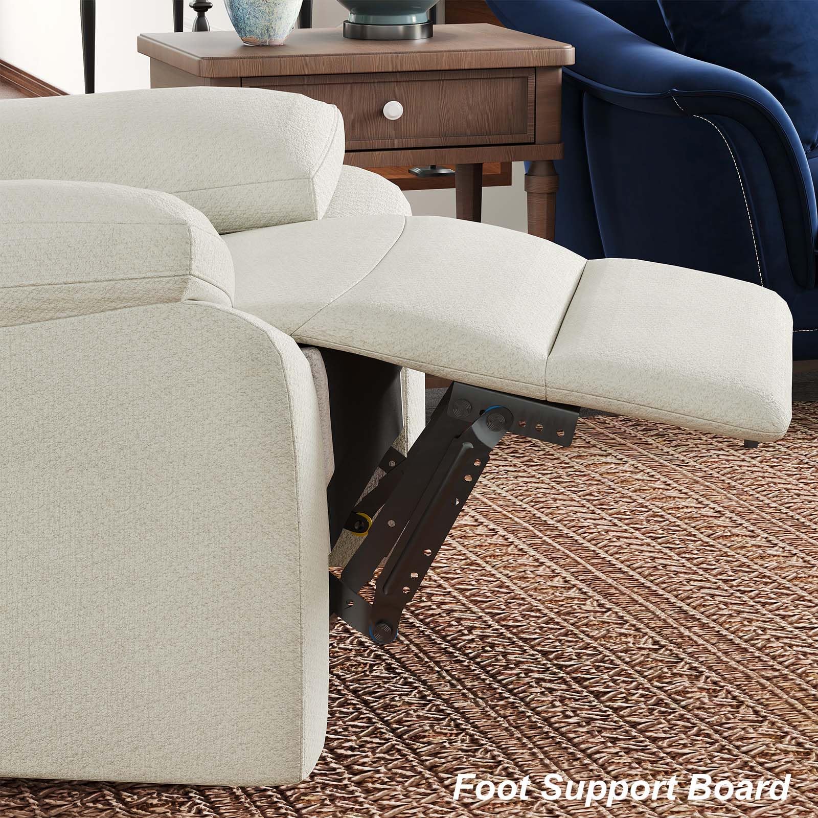 Belffin 105.1” Fabric 4-Seater Reclining Couch. Power Recliner Sofa for Living Room. Electric Recliner Couch. Beige.