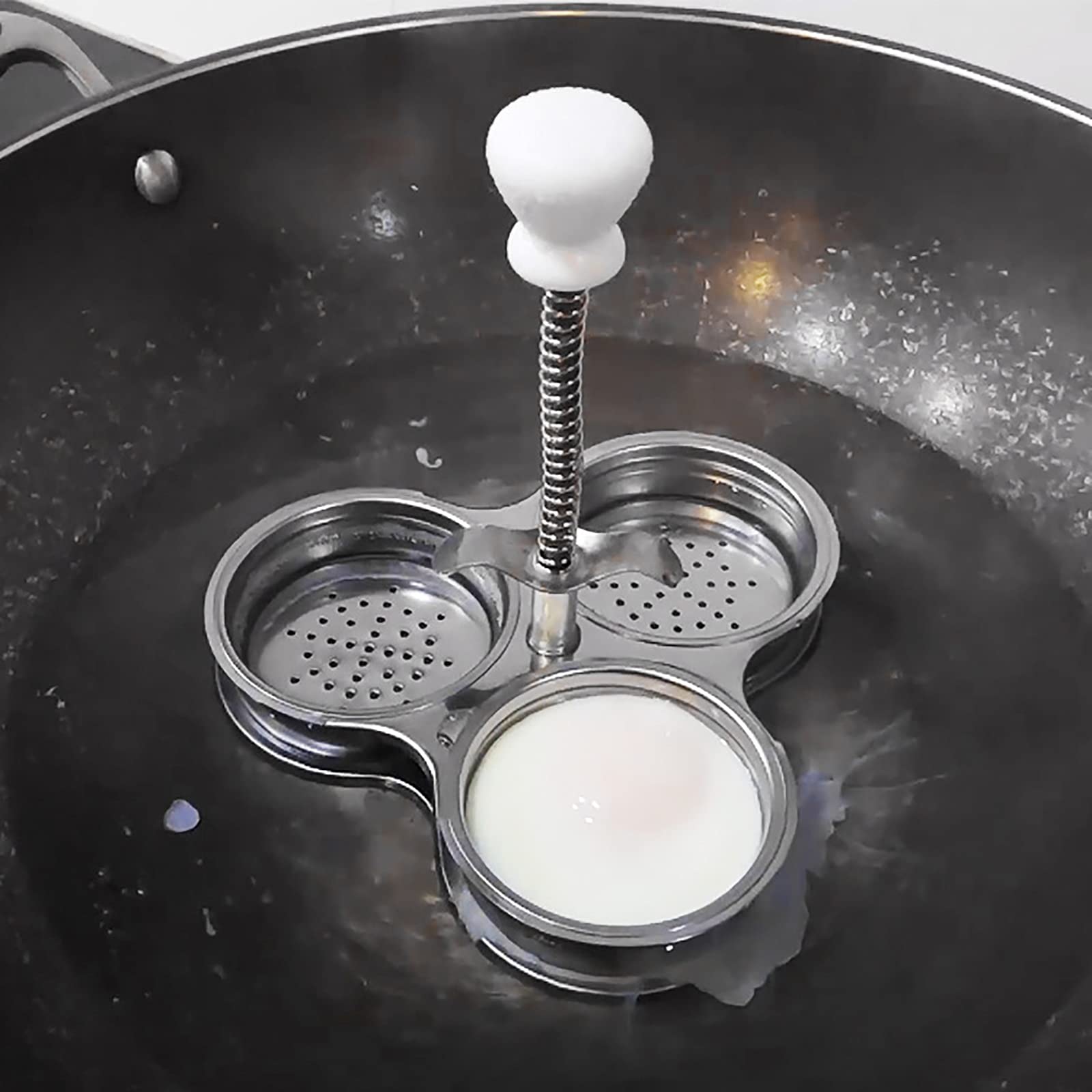 ZhoneQingXninREDEgg Poachers,Poached Egg Maker,Poached Egg Pan,Stainless Steel Egg,Poacher,Egg Boiler Cooker,Hard Boiled Egg Poacher (Size : With Hole)
