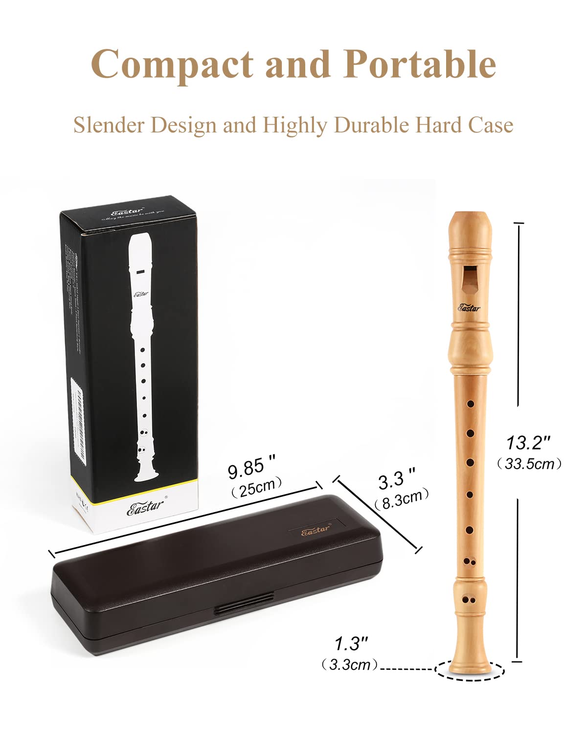 Eastar Soprano Recorder Instrument for Kids Adults Beginners, German fingering C Key Maple Wooden Recorder, 3 Piece Recorder With Hard Case, Fingering Chart, Cleaning Kit, ERS-31GM