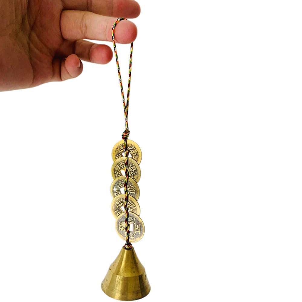 Golden Brass Bell Copper Coin Ornament Bell Home Garden Christmas Tree Car Decoration Pendant