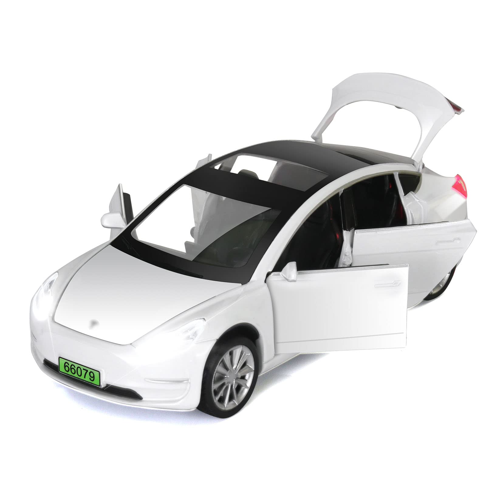 MYJJTYS Toy Car 1/32 Model 3 Metal Die Casting Pull Back Car for 3 4 5 6 7 Year Old boy Toy with Sound and Light,White