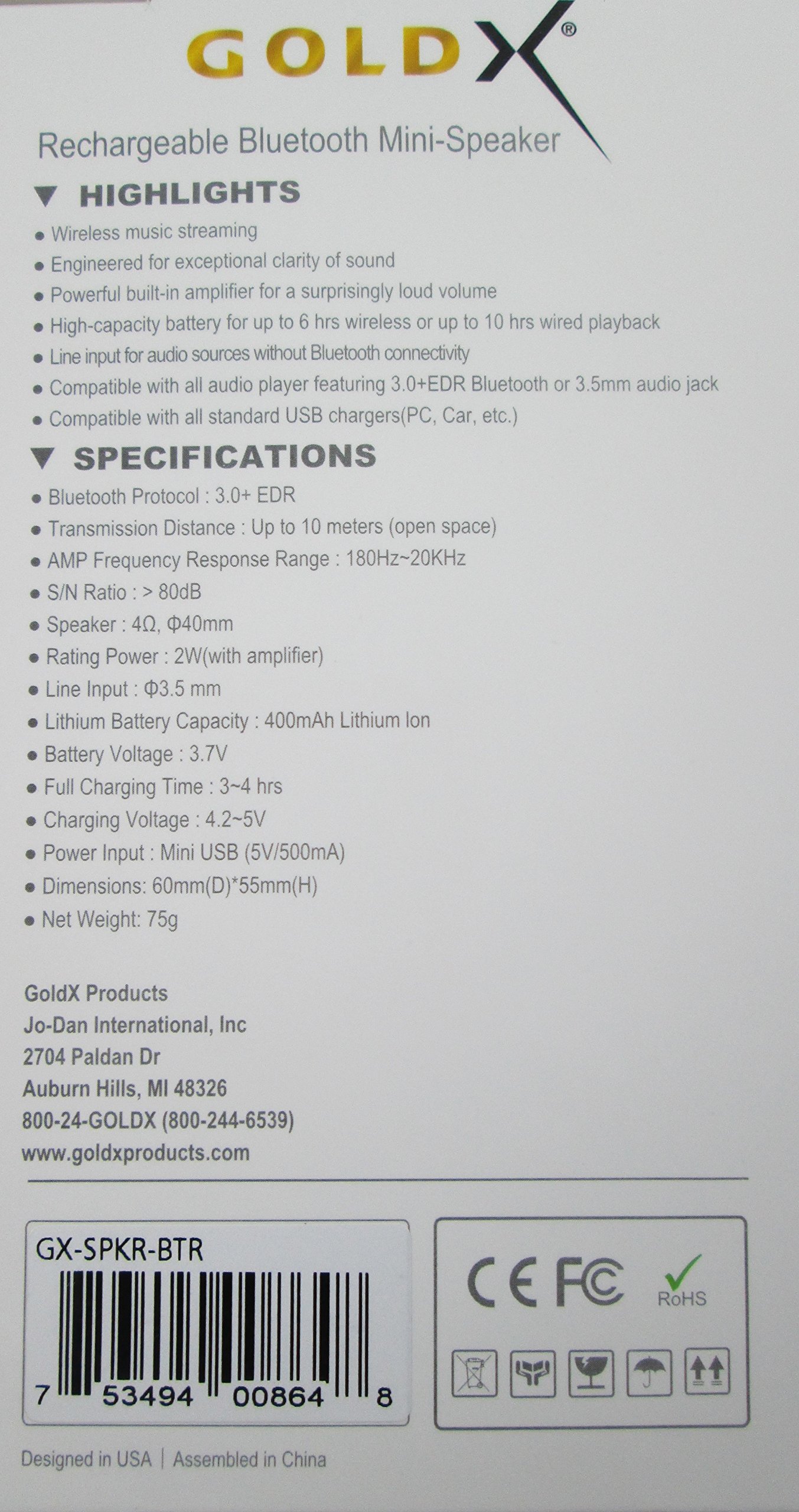 GoldX Bluetooth Speaker Red