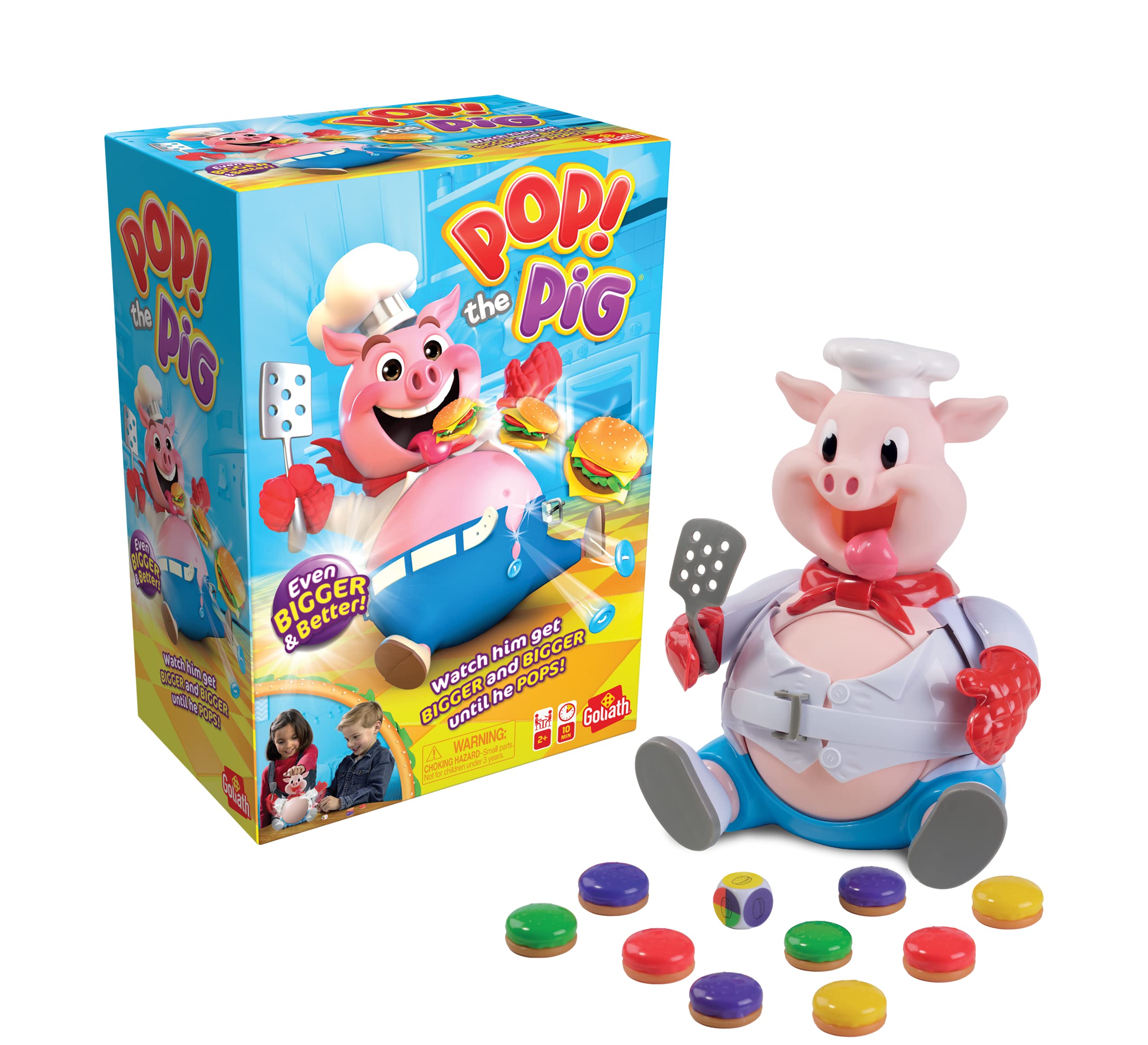 Goliath Pop The Pig - Bigger & Better - Belly-Busting Fun as You Feed Him Burgers and Watch His Belly Grow, Multi Color