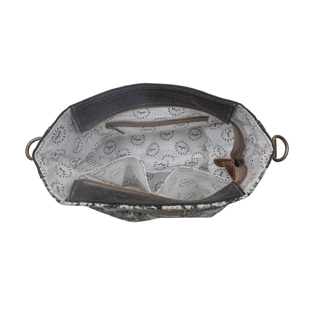 Myra Bag Labyrinthian Small & Crossbody Bag Upcycled Cotton & Leather S-2869