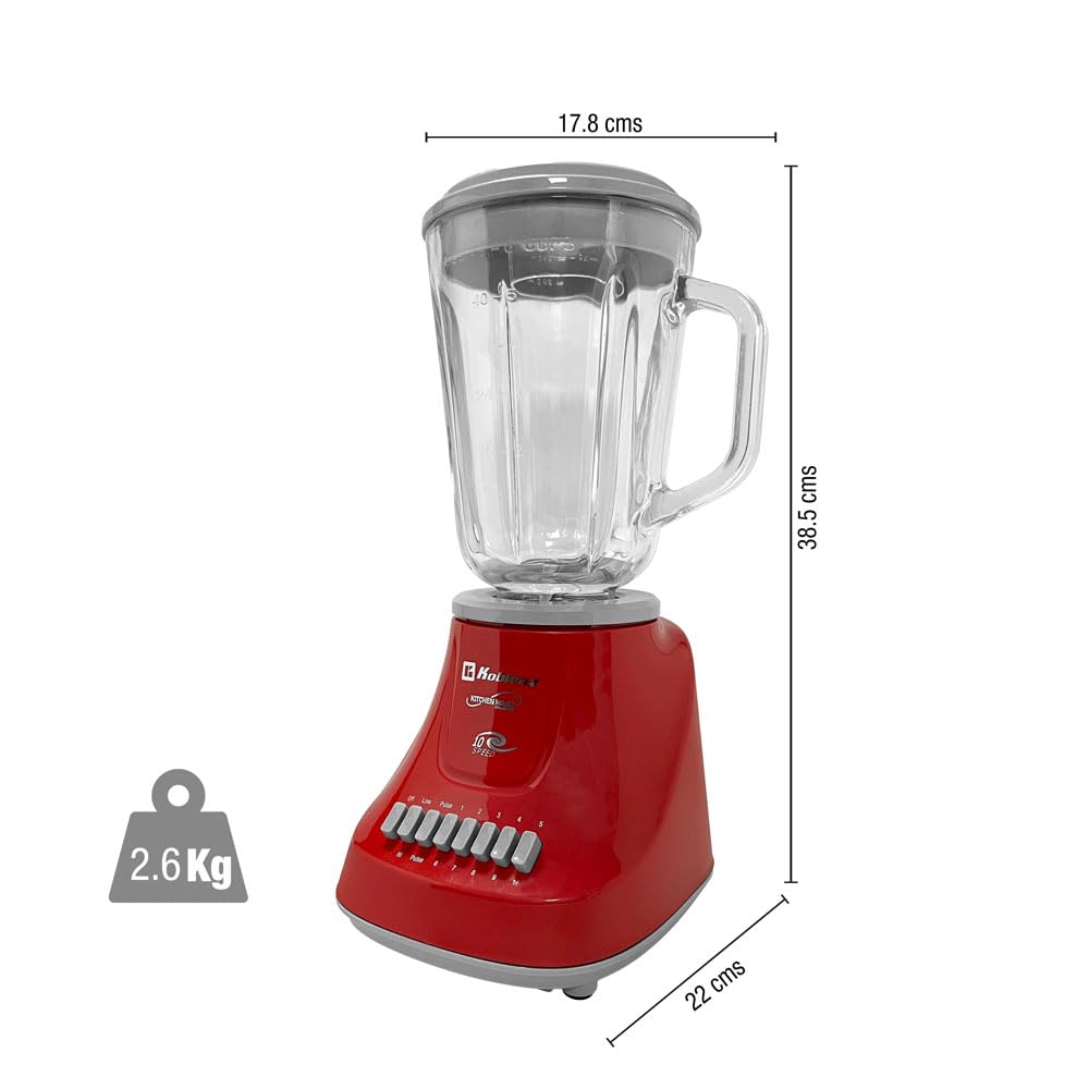 Koblenz 51oz. Gourmet Blender, Salsa Mixer, Smoothie, 10-Speed 4 Blades with 2 Pulse Function