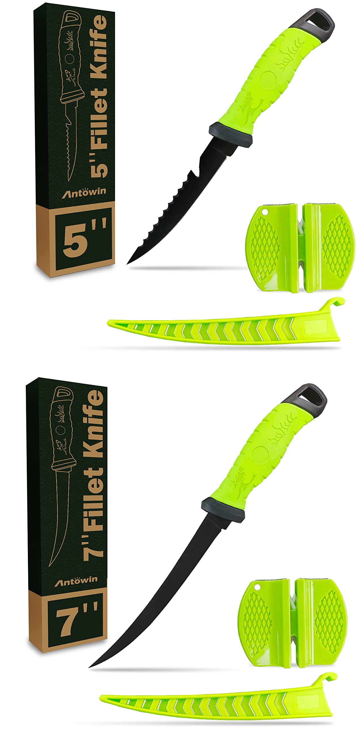 ANTOWIN Fishing Fillet Knife 5 Inch AND 7 Inch