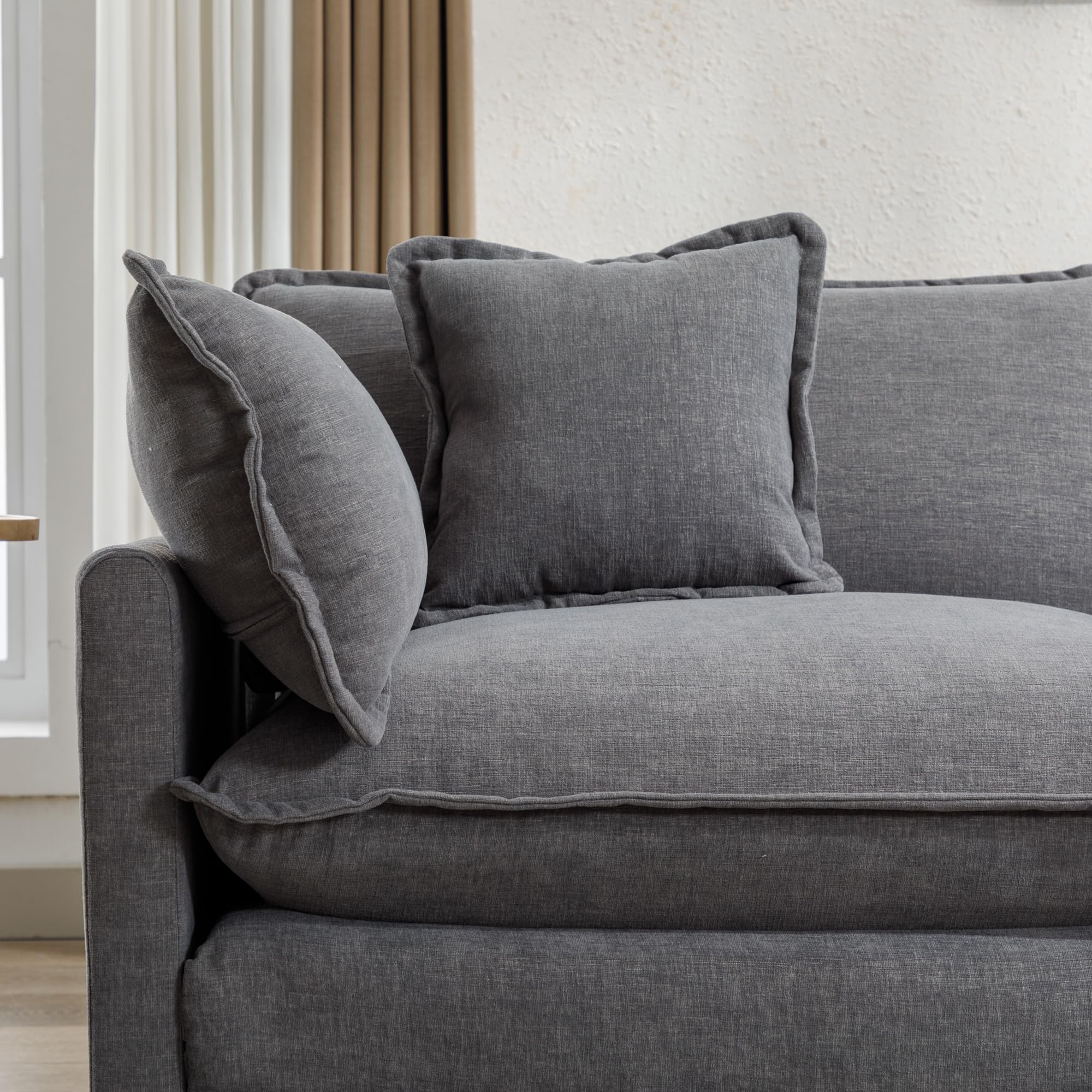 Ball & Cast 100.39" Modular Sectional Sofa with Removable Ottoman, L Shaped 3-Seater Cloud Couch with Pillows for Living Room,Apartment,Office,Grey