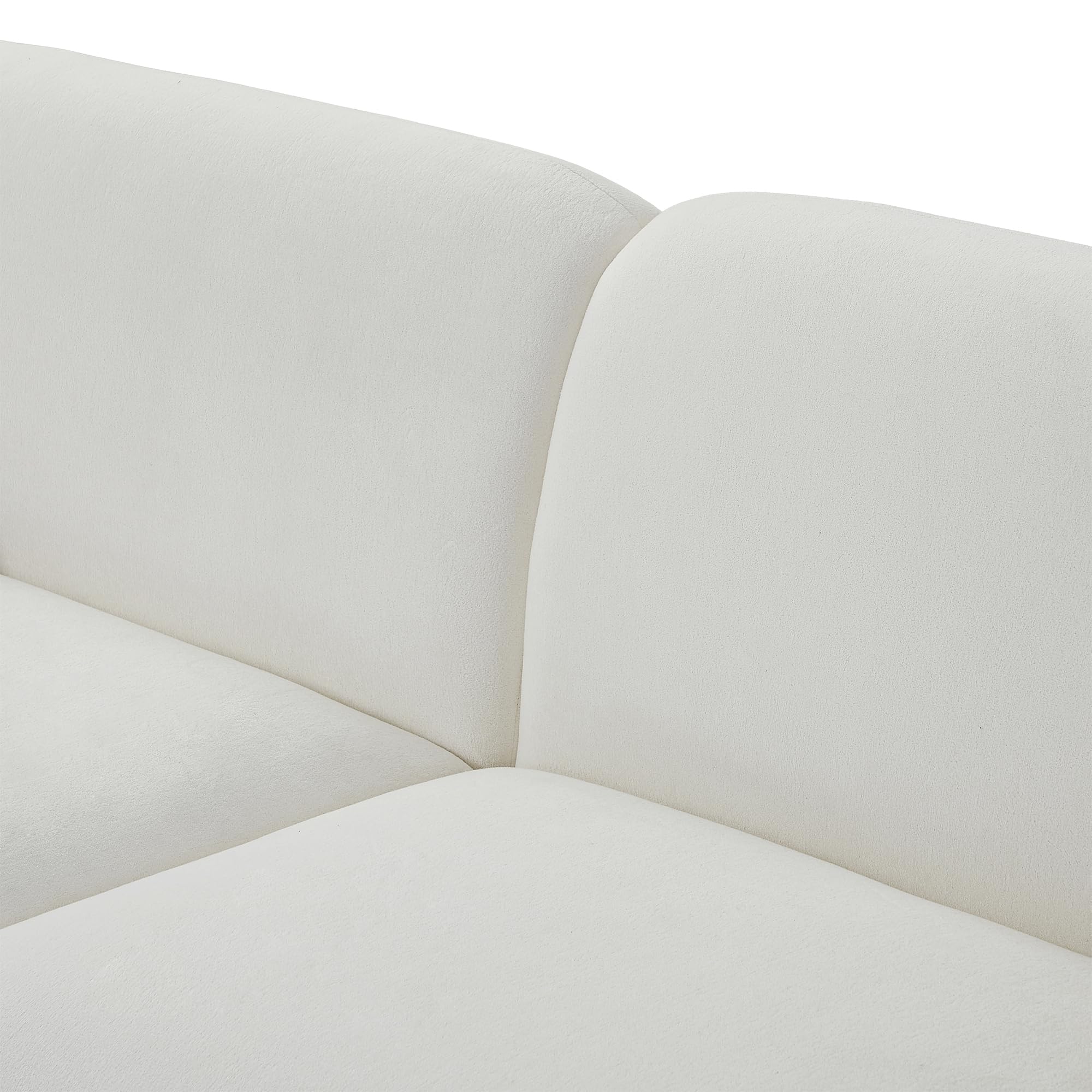 Ball & Cast 74" Velvet Upholstered Sectional Sofa,Convertible 3 Seater L Shaped Couch with Ottoman,Wood Chaise for,Dorm,Apartment,Studio,Office,Beige