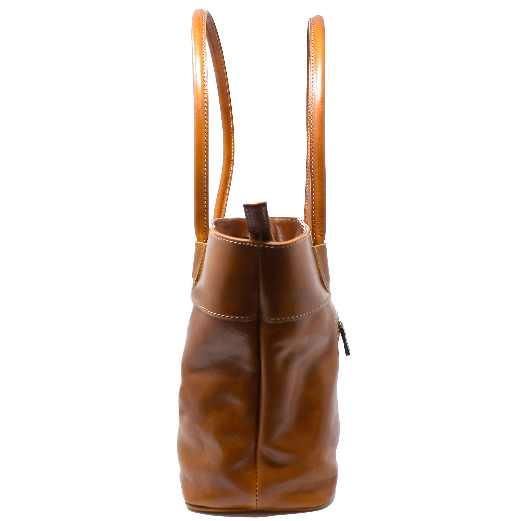 Floto Napoli Italian Leather Women's Shoulder Bag Handbag Purse (Olive Honey Brown)