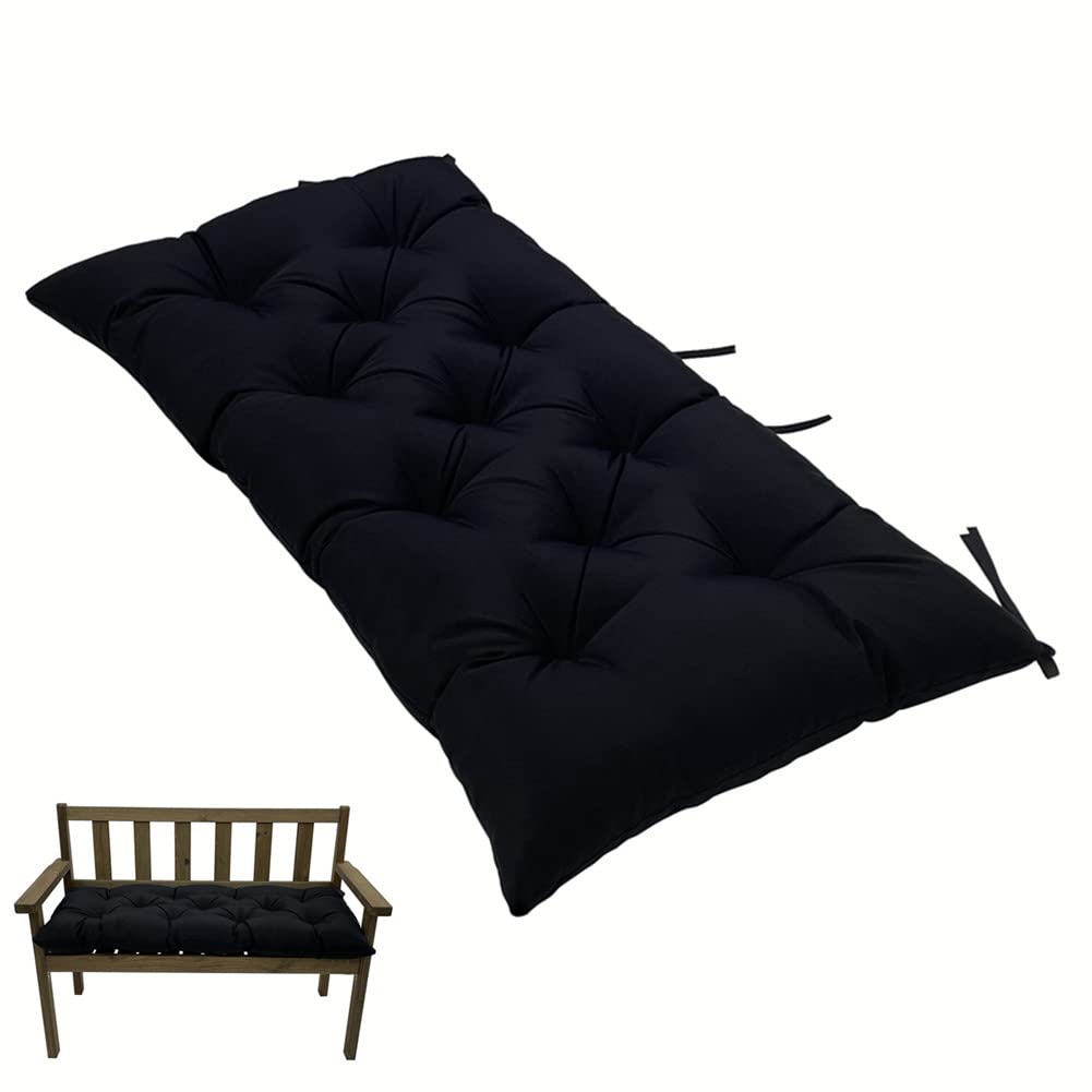 SEAHOME Indoor/Outdoor Bench Cushion,Waterproof Swing Seat Cushion,Outdoor Chair Cuhion,for Lounger Garden Furniture Patio Loveseat (47.2'' x 19.7'', Black)