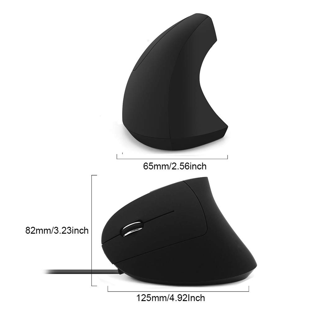 FLY WAY Left Handed Mouse,Ergonomic Vertical USB Wired Mouse 800/1200/1600 DPI Optical 6 Buttons Gaming Mice for PC Laptop Computer Desktop Mac (Left Hand)