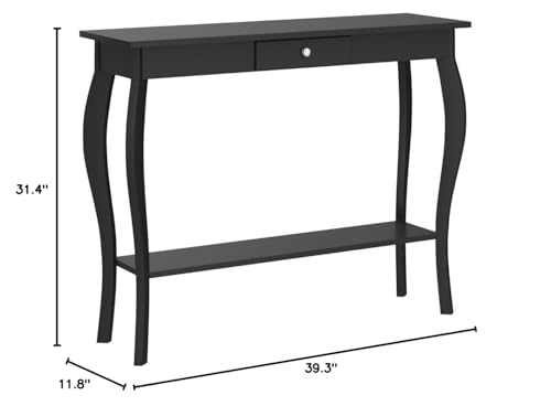 ChooChoo Narrow Console Table with Drawer, Chic Accent Sofa Entryway Table with Shelves for Entryway, Living Room, Hallway, Espresso