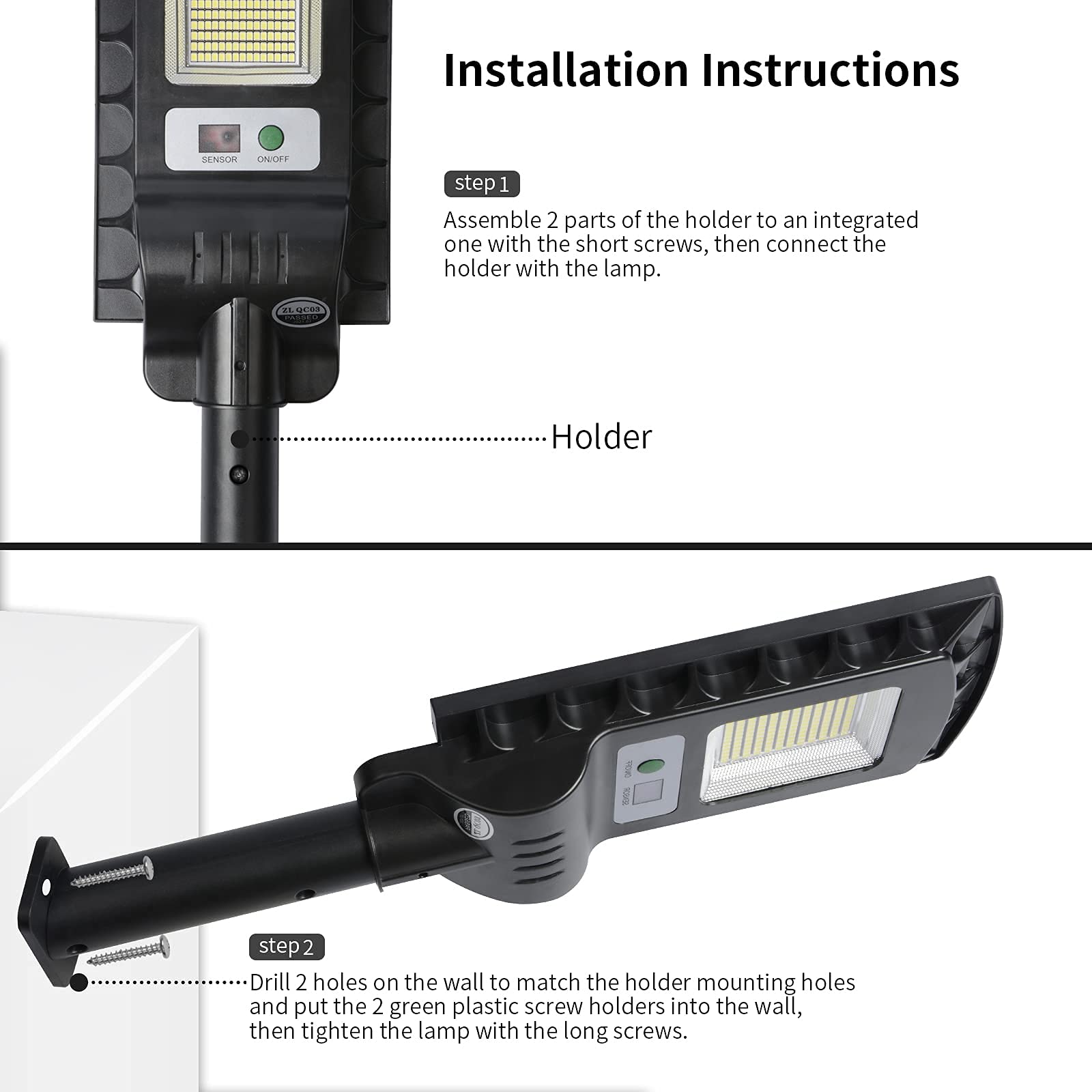 CYBERDAX Solar Integrated Street Light Outdoor, All-in-One Solar Lamp with Remote Control with Radar Motion Sensor Built in for Garden, Paths, Wall-Mounted, Warehouse, Corridor (60)