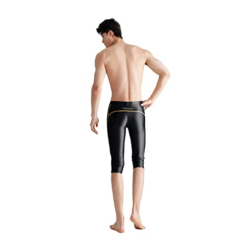 AMORESY ares Men's Fitness Capris Shiny Breathable Running Compression (as1, Alpha, 3X_l, Regular, Regular, Black, XXXL)