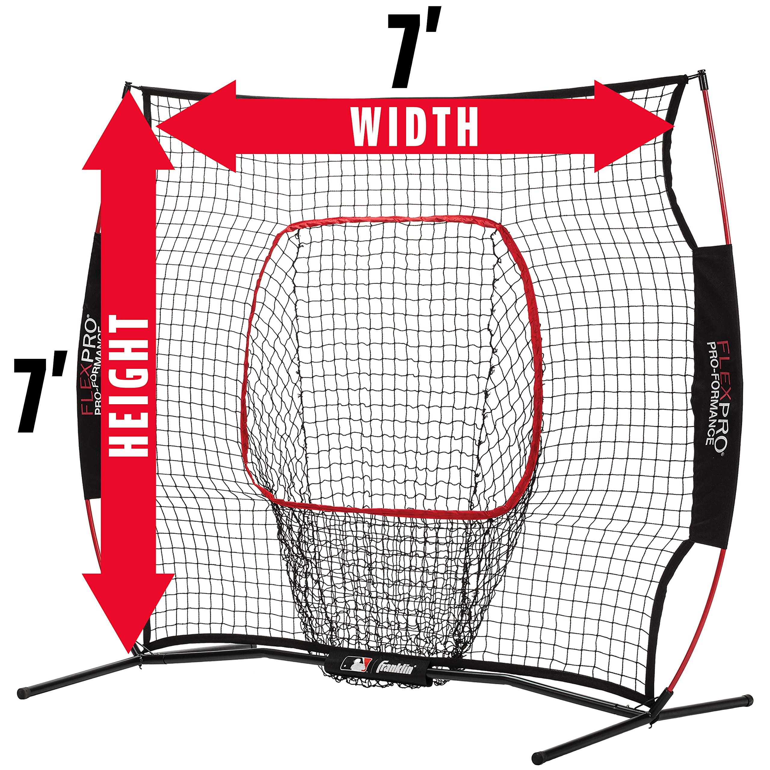 Franklin Sports MLB Flexpro Training Backstop Net and Pitching Target - Baseball and Softball Batting Practice Net - Portable Sport Net and Target, Black, 7' x 7'