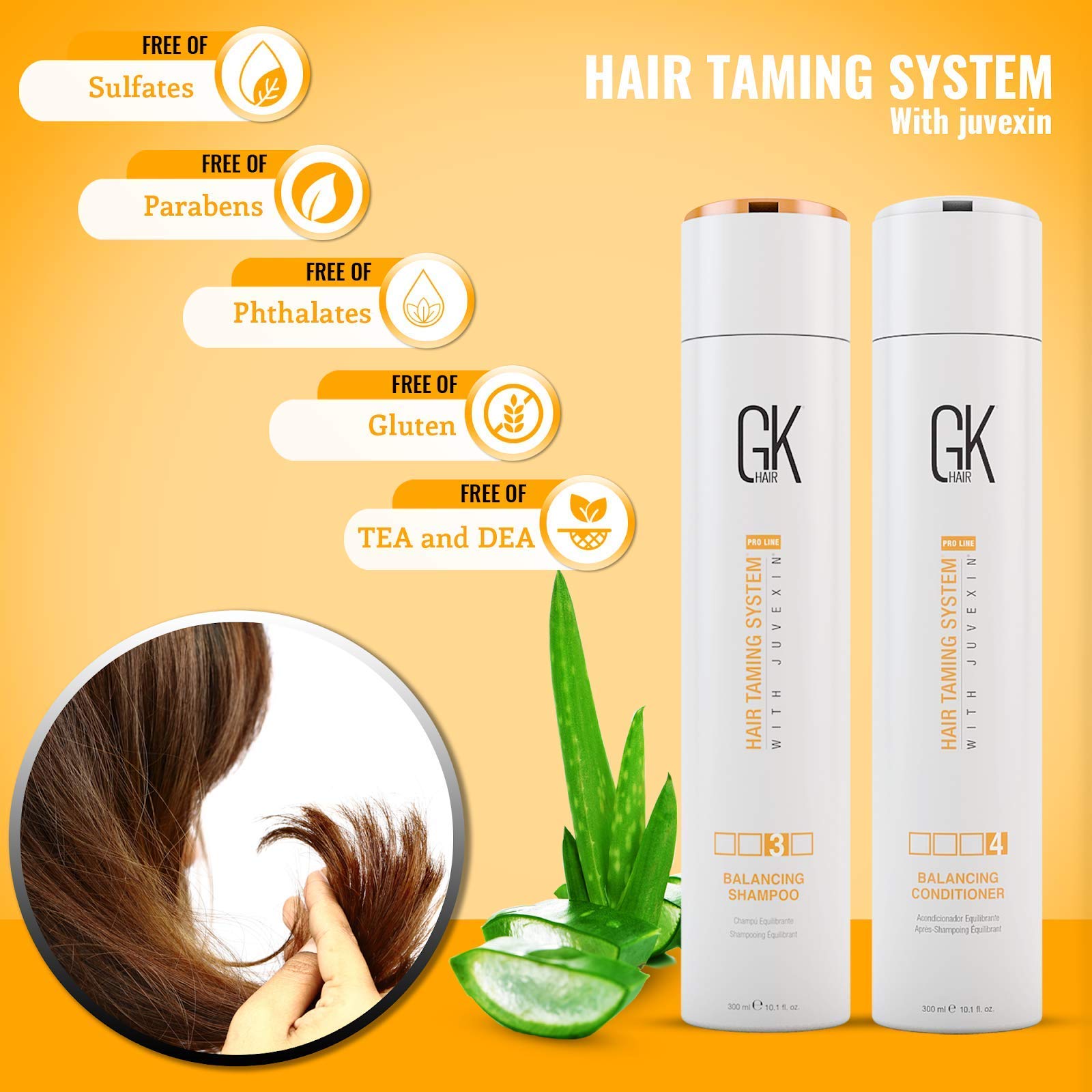 GK HAIR Global Keratin Balancing Shampoo and Conditioner Sets (10.1 Fl Oz/300ml) For Oily & Color Treated Hair Deep Cleansing Ideal for Over-Processed and Environmentally Stressed Hair