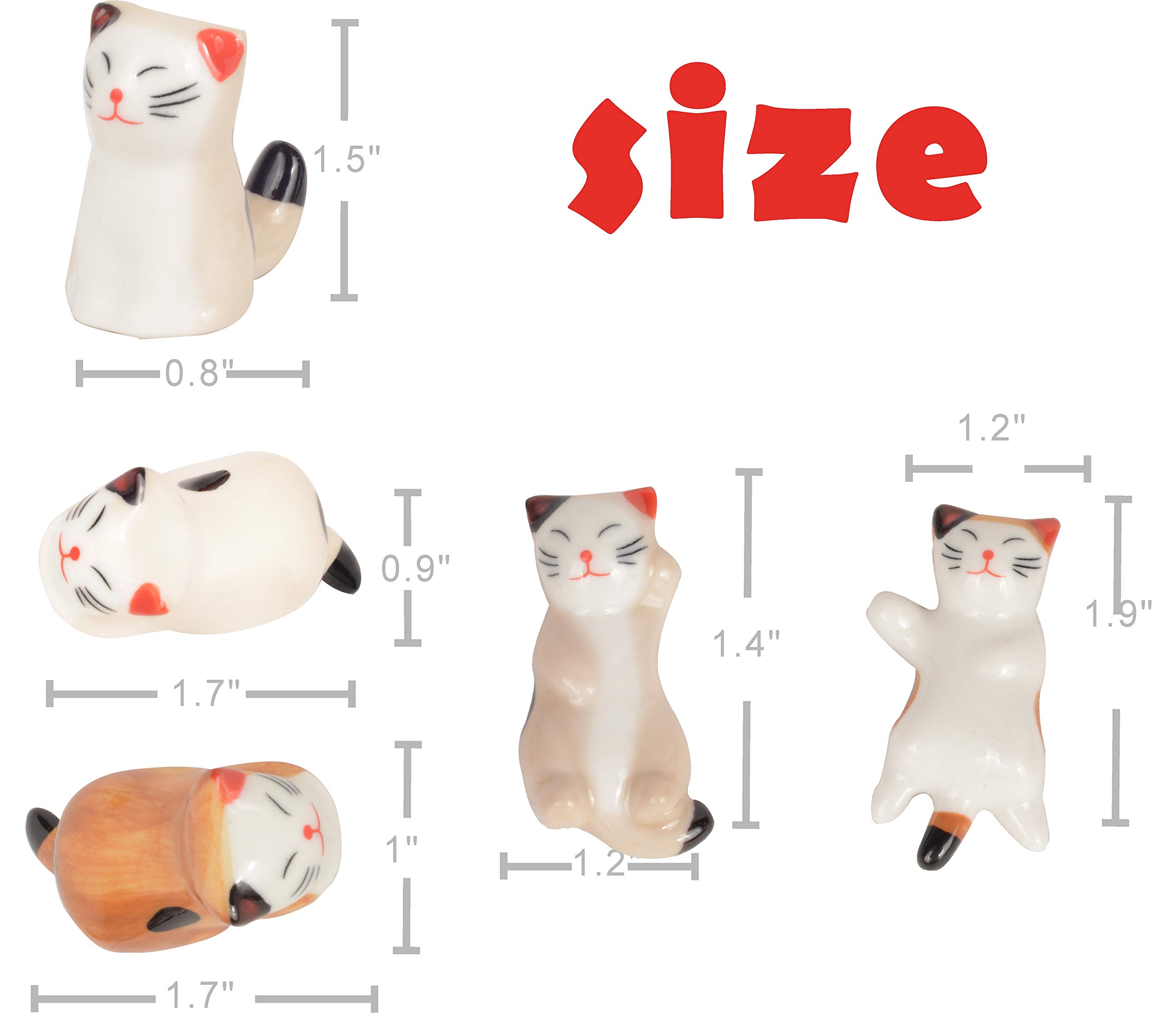 Chopsticks and Chopstick Holder, Cat Chopstick Holder | Japanese Style Chopsticks | Lucky Cat Chopsticks Rest Holder 5 Cats | Lucky Cat Chopsticks, Japanese Chopstick with Lucky Cat Rest