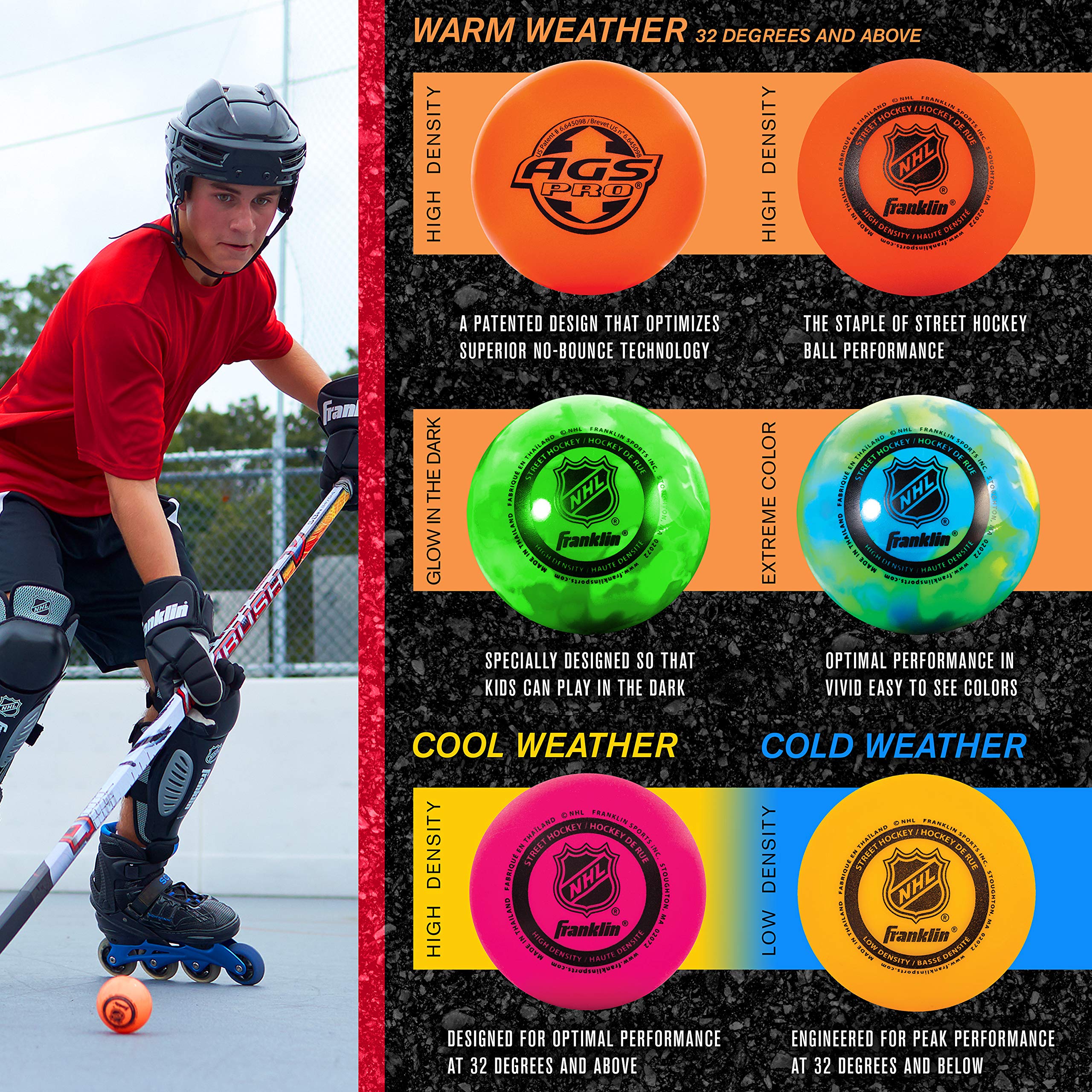 Franklin Sports NHL Multi- Density 3 Ball Pack (42045)