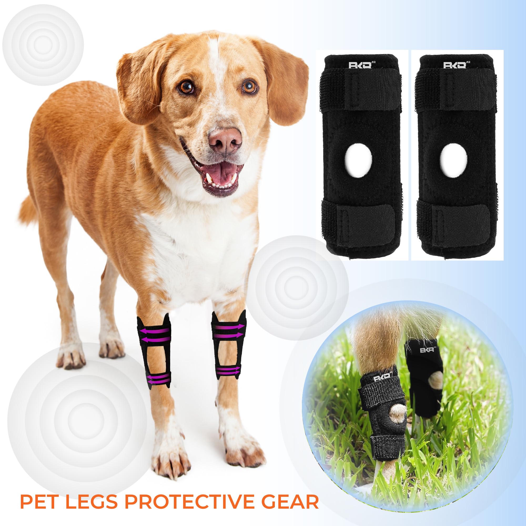 BKRMART Dog Leg Brace for Back Leg Rear Leg Hock Brace with Metal Spring Strips Hock & Ankle Support, Rear Dog Leg Brace for Torn ACL & CCL, Joint Warps Strong Support Help for Hind Leg (Large)