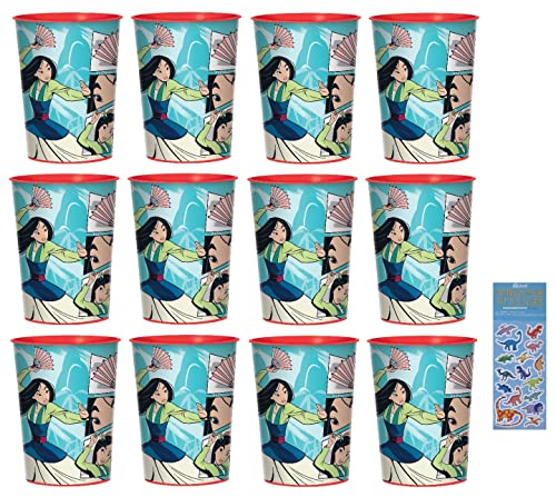 amscan Mulan Birthday Party Supplies Decoration Bundle includes Reusable Plastic Cups - 12 Count
