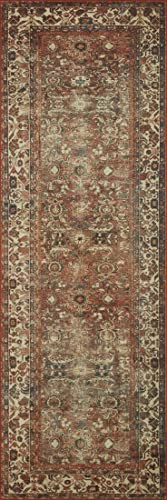 Loloi Magnolia Home by Joanna Gaines Banks Collection BAN-04 Brick/Ivory 8'-6" x 11'-6", .13" Pile Height, Machine Washable, Area Rug