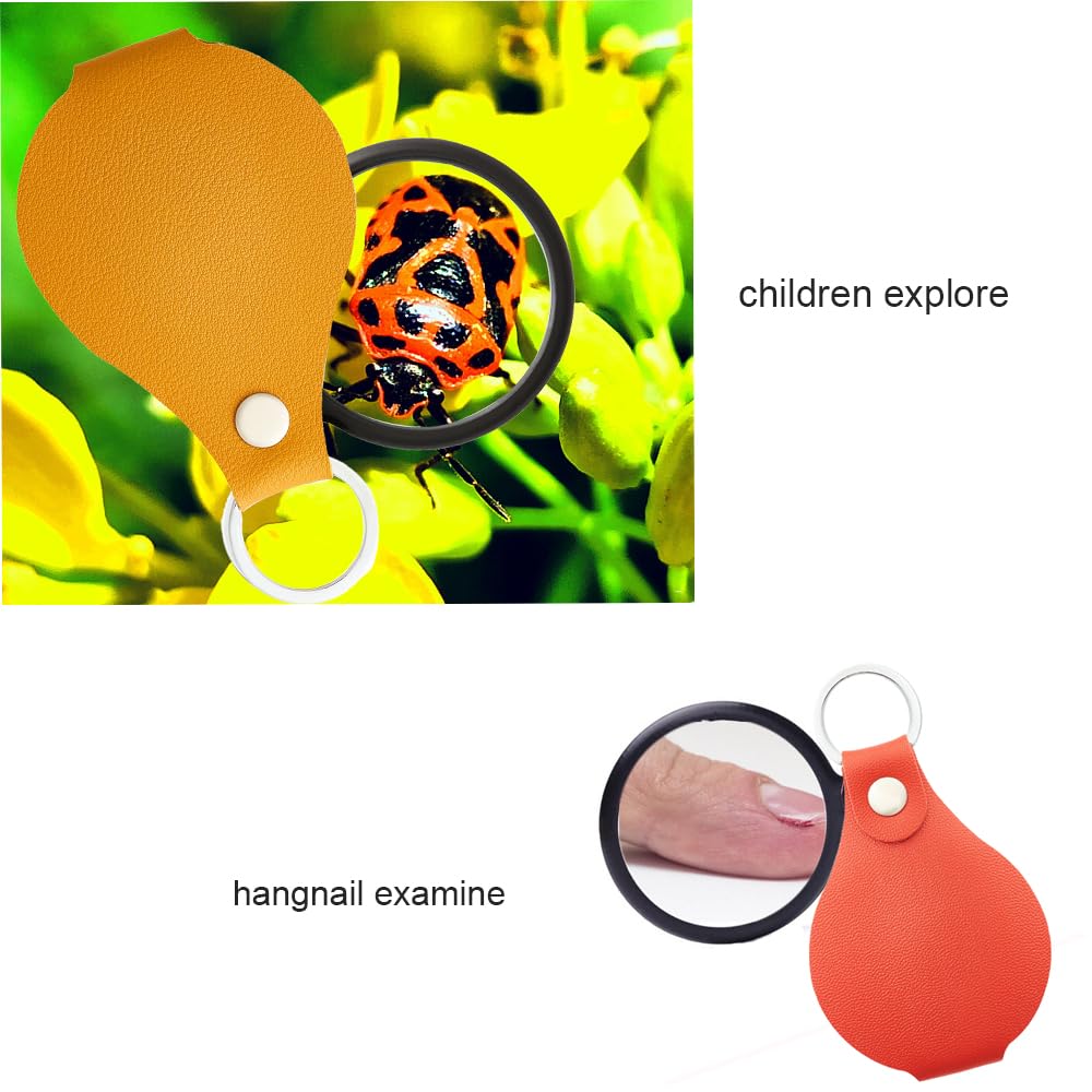 KacoKaco 3Pack 10X Pocket Magnifying Glass with Rotating Protective,Keychain Perfect for Senior Reading,Explore,Fine Prints, Sew,Jewelry, Hobbies, Pendant.
