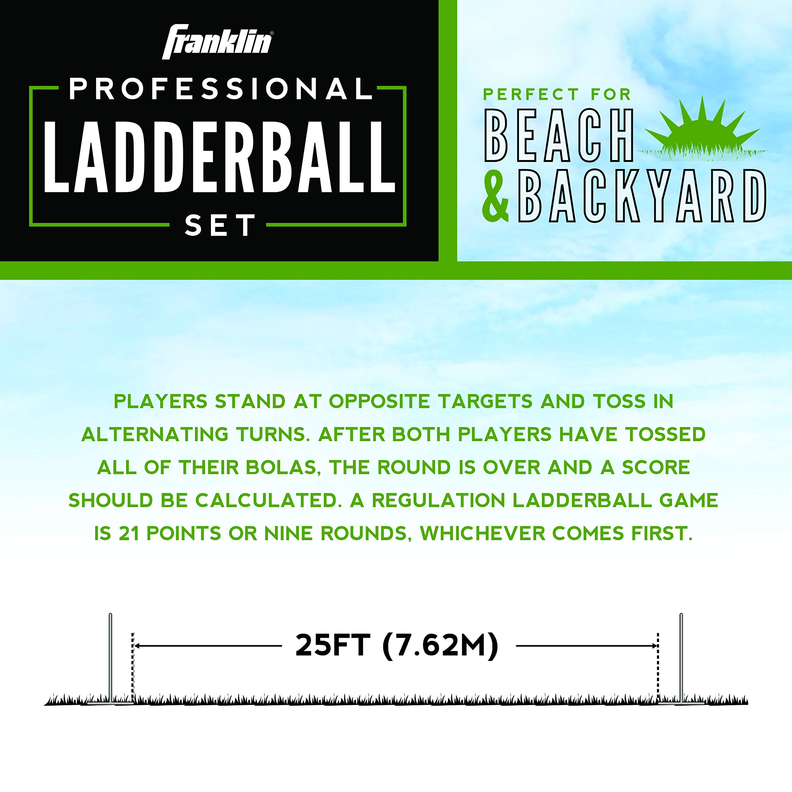 Franklin Sports Professional Ladder Ball Set – Steel Construction – Ladder Golf – Outdoor Lawn Games – Beach Games