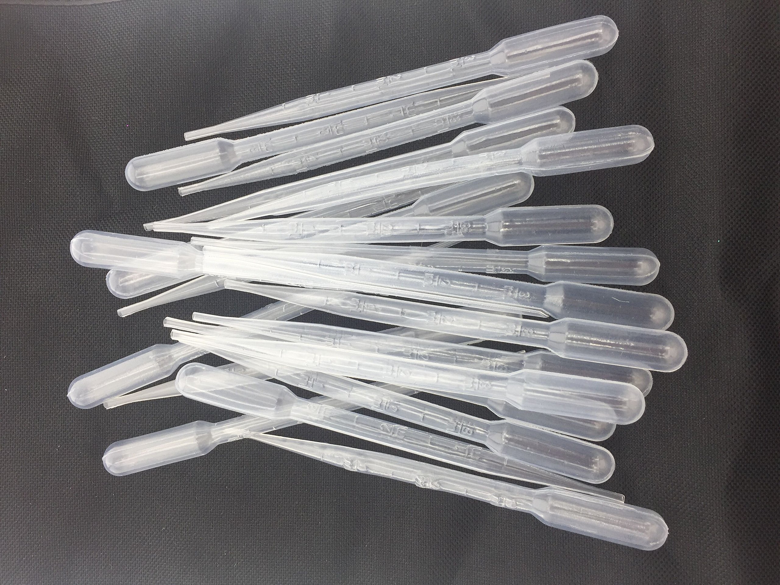 YXQ 50Pcs 3ml Transfer Pipettes Plastic Disposable Liquids Dosing Fine Tip Dropper Pipets Graduated