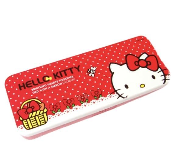 Bandal & Neoul KITTY's 2 Layer Levered Pencil Case - 2 Designs (Polka dots in red)
