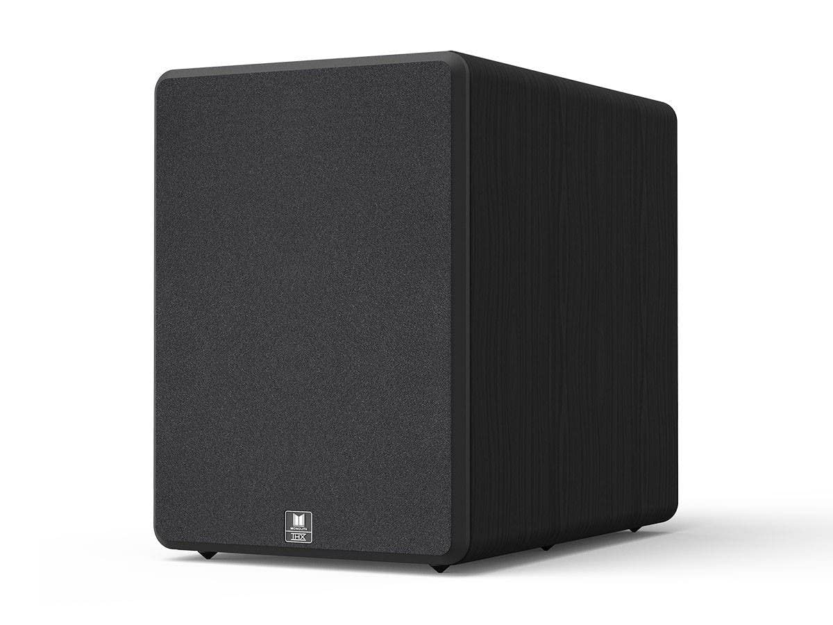 Monolith M-12 V2 12-Inch THX Certified Ultra 500 Watt Powered Subwoofer - Low Distortion, High Power Output, Vented HDF Cabinet, RCA and XLR Inputs, for Home Theater Systems, Black Ash Finish