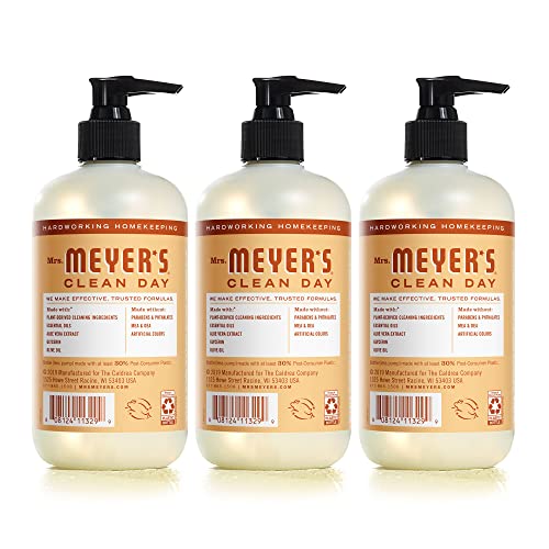 MRS. MEYER'S CLEAN DAY Hand Soap, Made with Essential Oils, Biodegradable Formula, Oat Blossom, 12.5 fl. oz - Pack of 3