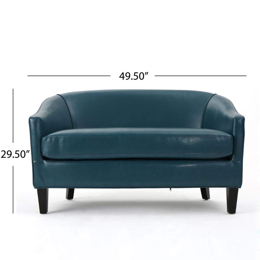 Christopher Knight Home Justine Leather Loveseat, Teal