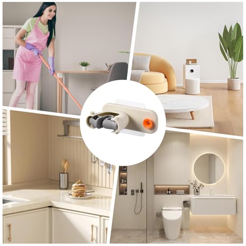 Broom And Mop Holder | Adhesive Garden Tool Organizer Rack | No Drilling Tool Holder for Broom, Mop, Shovel, and Towel Storage Solutions for Home and Garden Organization